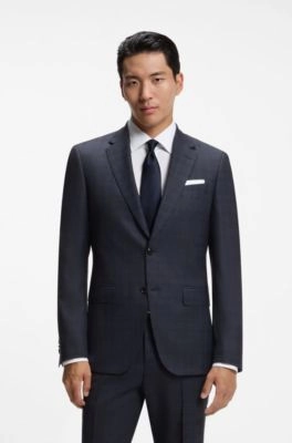 BOSS One Two-piece Slim-fit Suit In Checked Virgin Wool