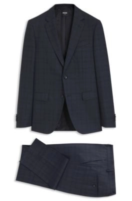 BOSS One Two-piece Slim-fit Suit In Checked Virgin Wool