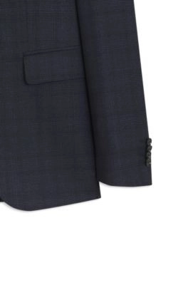BOSS One Two-piece Slim-fit Suit In Checked Virgin Wool