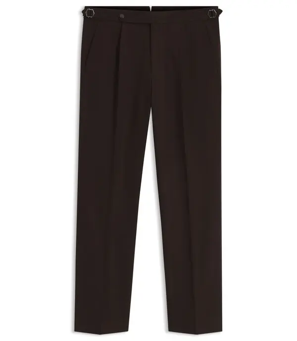 BOSS Patterned Tapered-fit Pants In Italian Cotton - Dark Brown