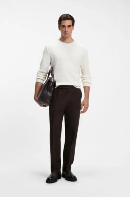 BOSS Patterned Tapered-fit Pants In Italian Cotton