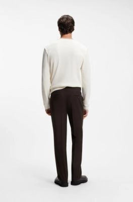 BOSS Patterned Tapered-fit Pants In Italian Cotton