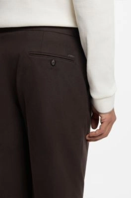 BOSS Patterned Tapered-fit Pants In Italian Cotton