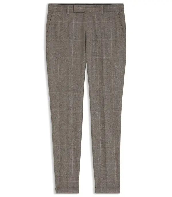 BOSS Checked Slim-fit Pants In Italian Virgin Wool
