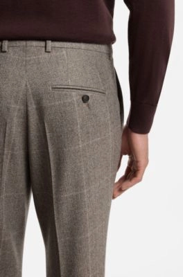 BOSS Checked Slim-fit Pants In Italian Virgin Wool