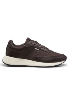 BOSS Monogram Jacquard Sneakers With Leather Trim