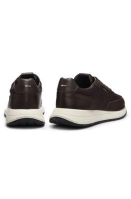 BOSS Monogram Jacquard Sneakers With Leather Trim