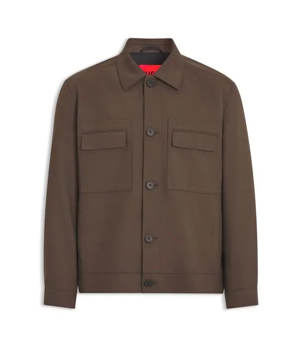 Hugo Slim-fit Jacket In Wrinkle-resistant Twill