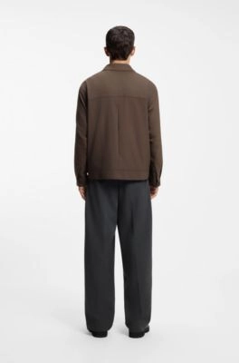 Hugo Slim-fit Jacket In Wrinkle-resistant Twill