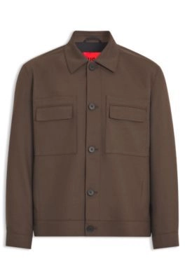 Hugo Slim-fit Jacket In Wrinkle-resistant Twill