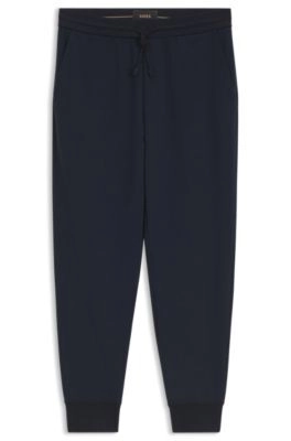 BOSS Cotton-wool Blend Pants With Alcantara Details