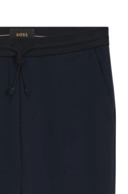BOSS Cotton-wool Blend Pants With Alcantara Details
