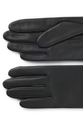 BOSS Touchscreen-friendly Leather Gloves With Logo Rivet