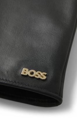 BOSS Touchscreen-friendly Leather Gloves With Logo Rivet