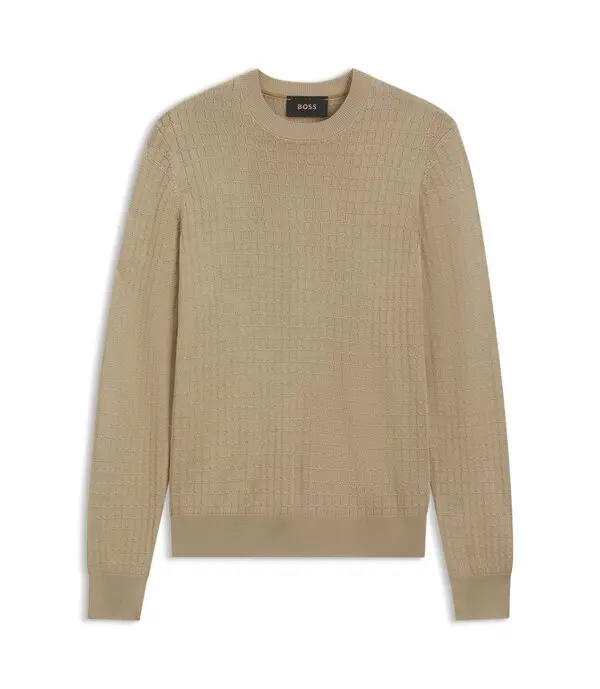BOSS Silk-knit Sweater With A Seasonal Pattern - Light Beige