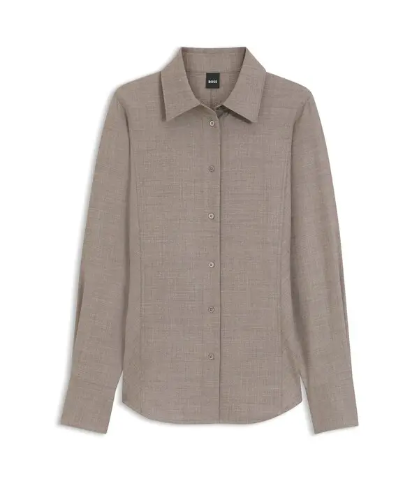 BOSS Slim-fit Flannel Blouse With Wool And Linen