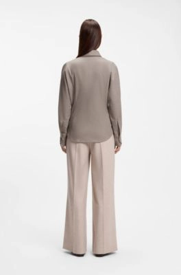 BOSS Slim-fit Flannel Blouse With Wool And Linen