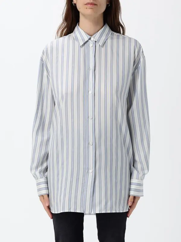 Gucci Striped Silk Relaxed Fit Shirt - Blue