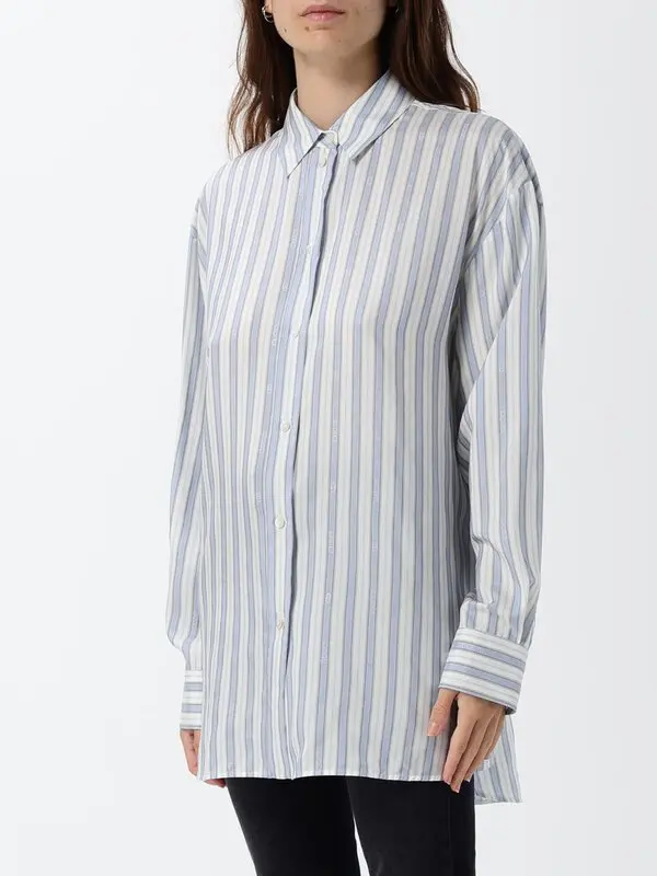 Gucci Striped Silk Relaxed Fit Shirt - Blue