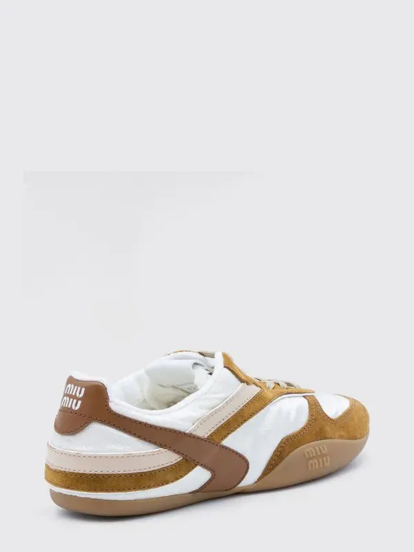 Miu Miu Gymnasium Sneakers In Re-nylon And Leather - Brown