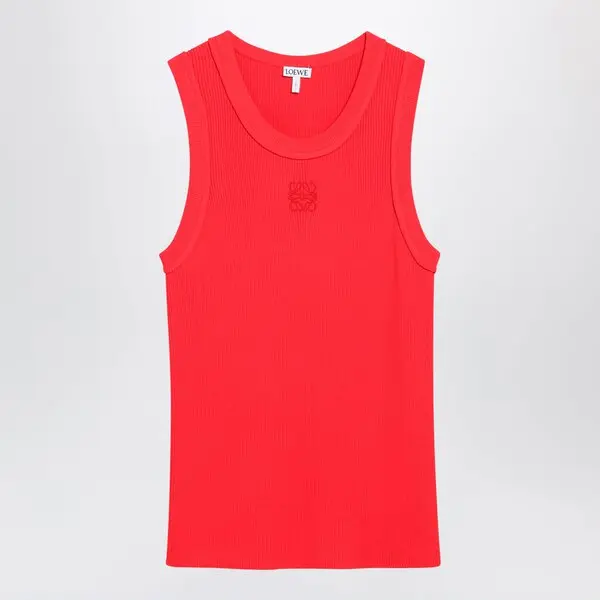 Loewe Anagram Ribbed Stretch Viscose Tank Top - Red