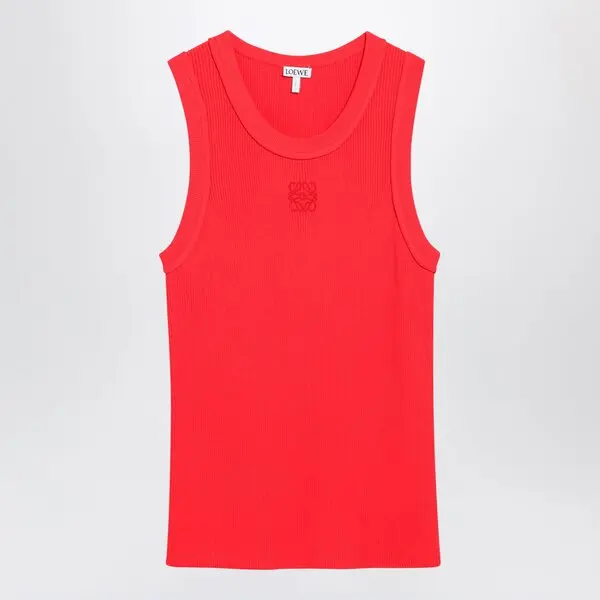 Loewe Anagram Ribbed Stretch Viscose Tank Top - Red