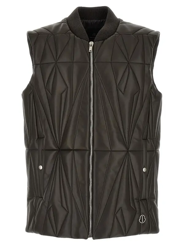 Rick Owens Moncler Geocamo Flight Leather Vest - Brown