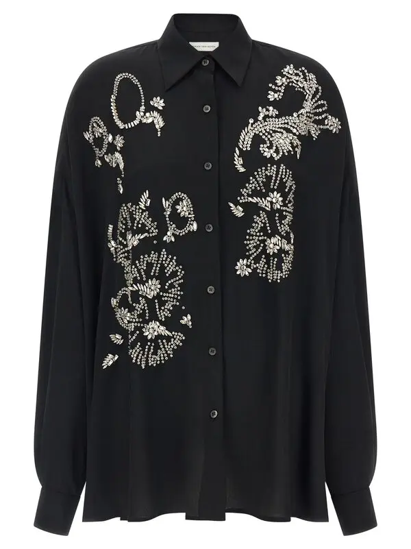 Dries Van Noten Casia Embellished Oversized Shirt - Black