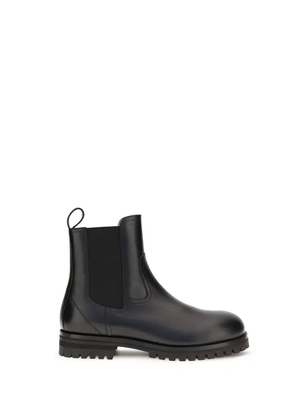 Loro Piana Kent Leather Ankle Boots - Black