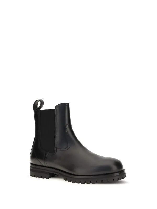 Loro Piana Kent Leather Ankle Boots - Black