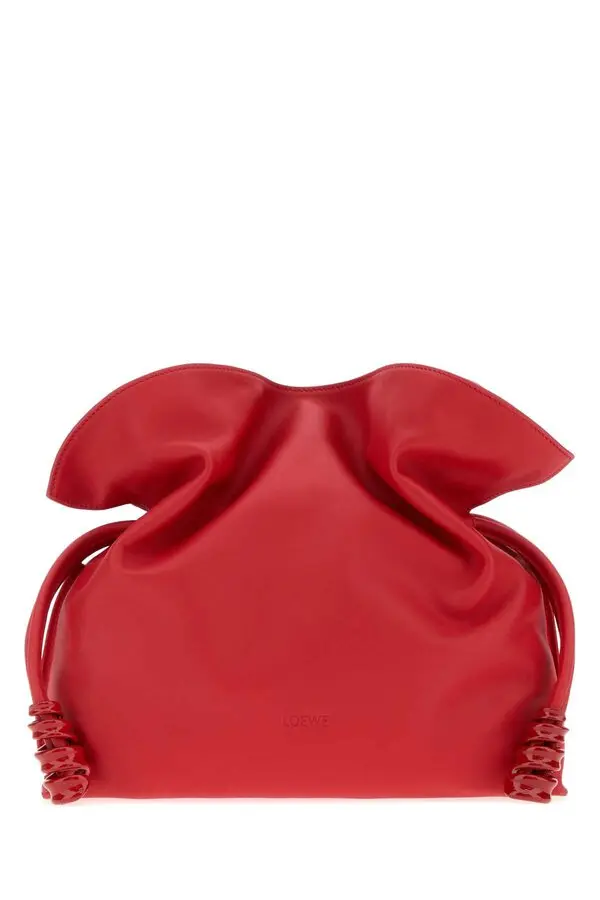 Loewe Nappa Leather Medium Coil Flamenco Clutch - Red
