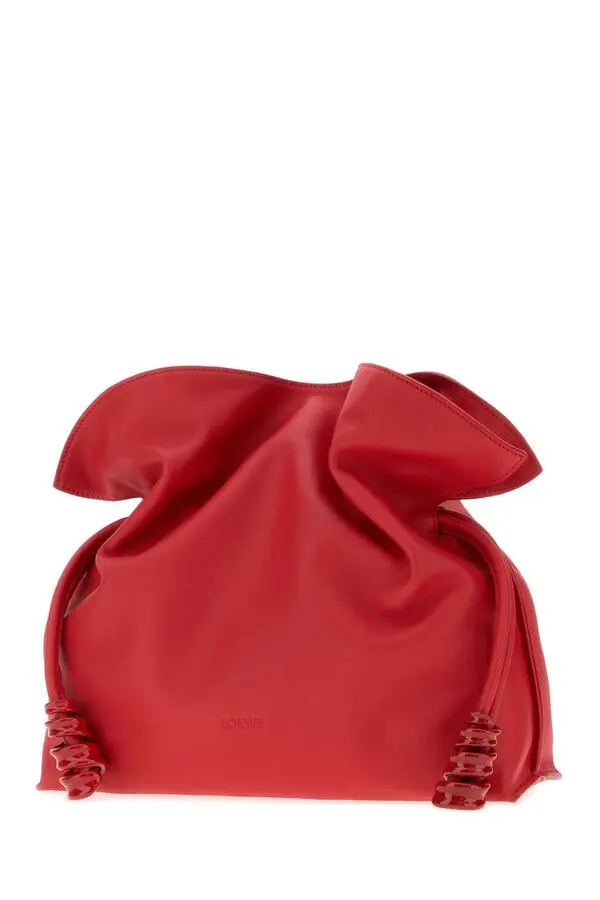 Loewe Nappa Leather Medium Coil Flamenco Clutch - Red