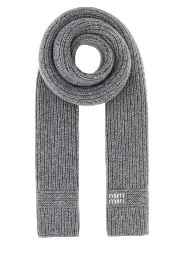 Miu Miu Grey Wool Blend Scarf - Gray