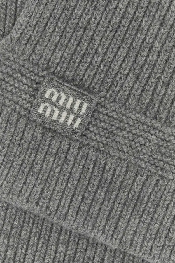 Miu Miu Grey Wool Blend Scarf - Gray