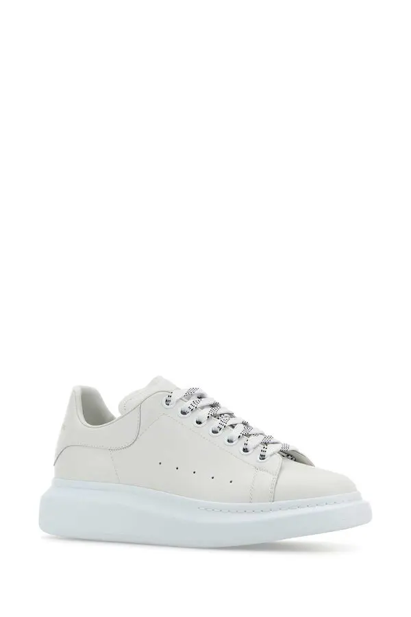 Alexander McQueen Chalk Leather Sneakers With Chalk Leather Heel