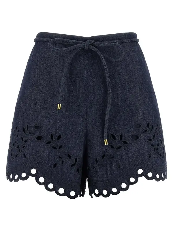 Zimmermann Mahon Cotton Denim Shorts - Blue