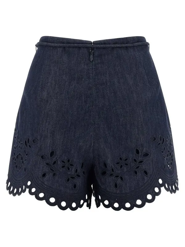 Zimmermann Mahon Cotton Denim Shorts - Blue