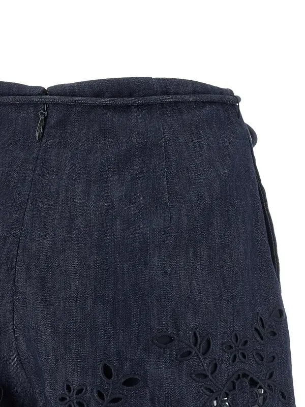 Zimmermann Mahon Cotton Denim Shorts - Blue