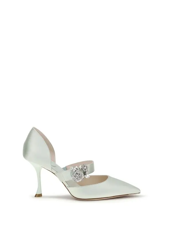 ROGER VIVIER Efflorescence Dorsay Satin Pumps - Green