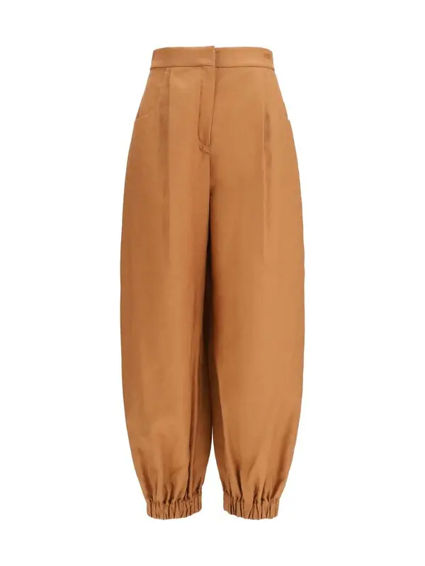 Fendi Cotton And Linen Balloon Pants - Brown