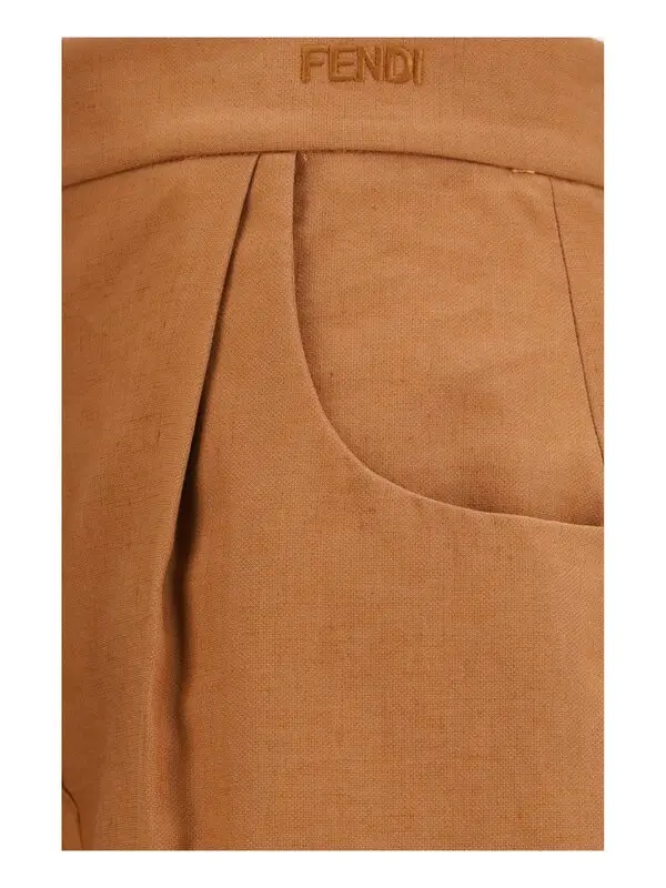 Fendi Cotton And Linen Balloon Pants - Brown