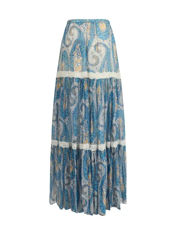 Etro Silk Crepon Maxi Skirt