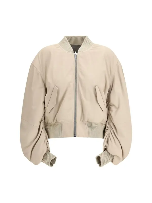 Rick Owens Secchia Flight Bomber In Lamb Leather - Cream