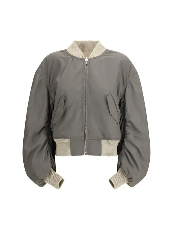 Rick Owens Secchia Flight Bomber In Lamb Leather - Cream