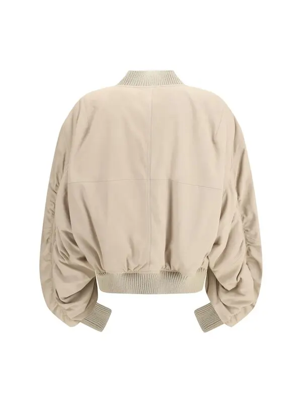 Rick Owens Secchia Flight Bomber In Lamb Leather - Cream
