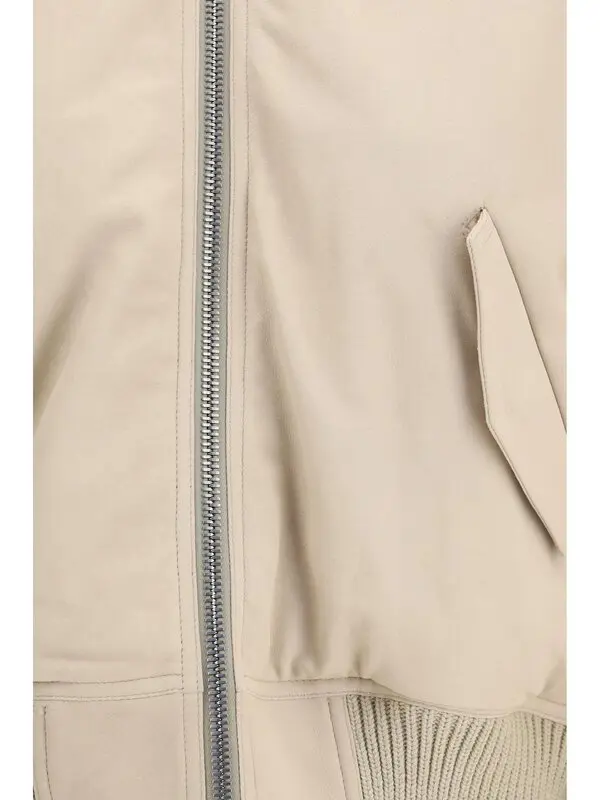 Rick Owens Secchia Flight Bomber In Lamb Leather - Cream