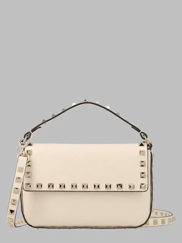 Valentino Garavani Pouch Rockstud In Vitello Granato - Cream
