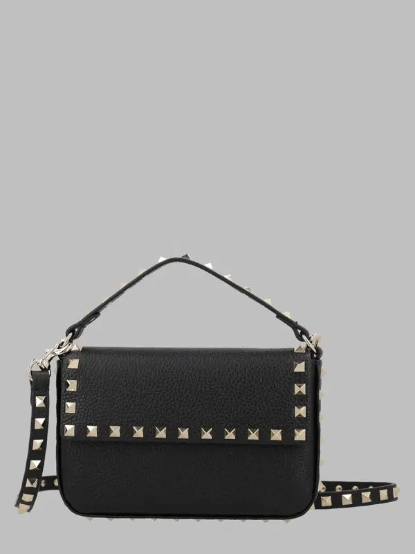 Valentino Garavani Pouch Rockstud In Vitello Granato - Black