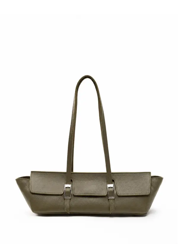 ELLEME Le Bateau Pebbled Leather Silver - Khaki