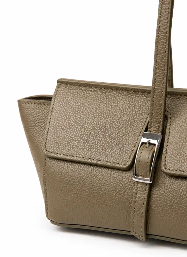 ELLEME Le Bateau Pebbled Leather Silver - Khaki